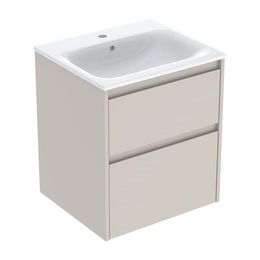 Geberit Renova Plan M&ouml;bel-Waschtisch-Set 504038DB8 Breite 55cm, Korpus/Front sandgrau / lackiert seidenmatt, Waschtisch wei&szlig; / KeraTect