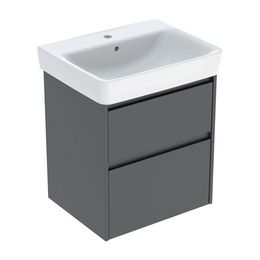 Geberit Renova Plan Waschtisch-Set 504036JK1 mit Unterschrank, Korpus/Front lava / lackiert seidenmatt, Breite 60 cm