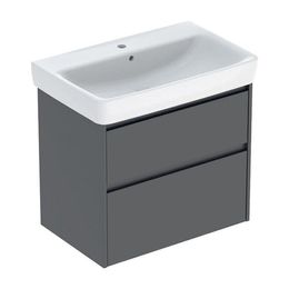 Geberit Renova Plan Waschtisch-Set 504037JK1 mit Unterschrank, Korpus/Front lava / lackiert seidenmatt, Breite 75 cm