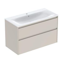 Geberit Renova Plan M&ouml;bel-Waschtisch-Set 504041DB1 Breite 100cm, Korpus/Front sandgrau / lackiert seidenmatt, Waschtisch wei&szlig;