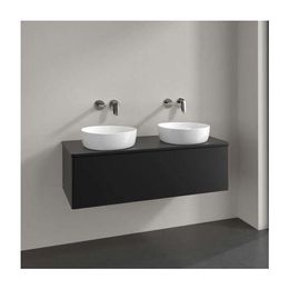 Villeroy & Boch Villeroy und Boch Antao Waschtisch-Unterschrank K35050PD 120x36x50cm, Hahnloch, Waschbeckenplattenfarbe Lack, black matt lacquer