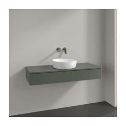 Villeroy & Boch Villeroy und Boch Antao Waschtisch-Unterschrank K10050HL 120x19x50cm, Hahnloch, Waschbeckenplattenfarbe Lack, leaf green matt lacquer