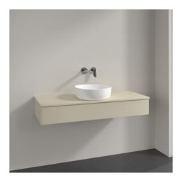 Villeroy & Boch Villeroy und Boch Antao Waschtisch-Unterschrank K10050HJ 120x19x50cm, Hahnloch, Waschbeckenplattenfarbe Lack, silk grey matt lacquer