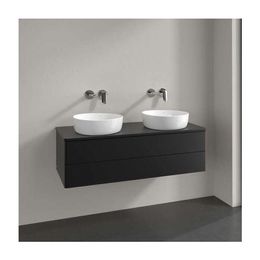 Villeroy & Boch Villeroy und Boch Antao Waschtisch-Unterschrank K24050PD 120x36x50cm, Hahnloch, Waschbeckenplattenfarbe Lack, black matt lacquer