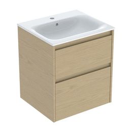Geberit Renova Plan M&ouml;bel-Waschtisch-Set 504038PS1 Breite 55cm, Korpus/Front Eiche natur / Melamin Holzstruktur, Waschtisch wei&szlig;