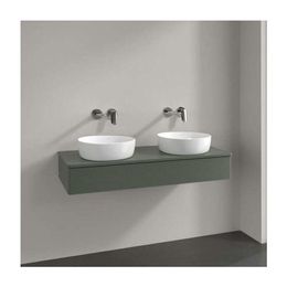 Villeroy & Boch Villeroy und Boch Antao Waschtisch-Unterschrank K13150HL 120x19x50cm, Hahnloch, Waschbeckenplattenfarbe Lack, leaf green matt lacquer
