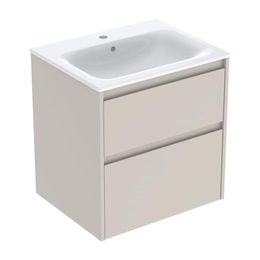 Geberit Renova Plan M&ouml;bel-Waschtisch-Set 504039DB8 Breite 60cm, Korpus/Front sandgrau / lackiert seidenmatt, Waschtisch wei&szlig; / KeraTect