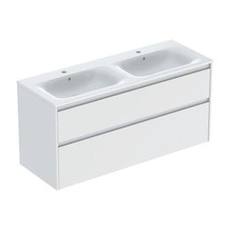 Geberit Renova Plan Doppelm&ouml;bel-Waschtisch-Set 504042008 Breite 130cm, Korpus/Front wei&szlig; / lackiert seidenmatt, Waschtisch wei&szlig; / KeraTect