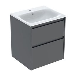 Geberit Renova Plan M&ouml;bel-Waschtisch-Set 504038JK1 Breite 55cm, Korpus/Front lava / lackiert seidenmatt, Waschtisch wei&szlig;