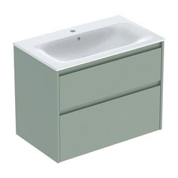 Geberit Renova Plan M&ouml;bel-Waschtisch-Set 504040IK8 Breite 80cm, Korpus/Front salbeigr&uuml;n / lackiert seidenmatt, Waschtisch wei&szlig; / KeraTect