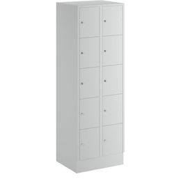 Wolf 5er-Schlie&szlig;fachschrank M&uuml;nchen, 2 Abteile, lichtgrau, B 600 mm, mit Bodensockel