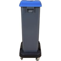 Probbax Wertstoffsammler mit Fahrwagen, Deckel blau, 80 Liter