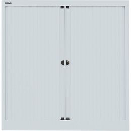 Bisley Rollladenschrank ESSENTIALS, HxBxT 1000 x 1000 x 470 mm, 1 Fachboden, lichtgrau