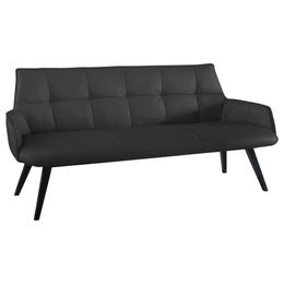 Novel Sitzbank, Schwarz, Holz, Leder, Echtleder, Color-Finish-Leder, Rauleder, Buche, massiv, 3-Sitzer, 160x89.5x64 cm, Fsc, Lederauswahl, Esszimmer, B&auml;nke, Sitzb&auml;nke