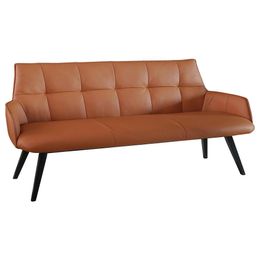 Novel Sitzbank, Cognac, Holz, Leder, Echtleder, Color-Finish-Leder, Rauleder, Buche, massiv, 3-Sitzer, 160x89.5x64 cm, Fsc, Lederauswahl, Esszimmer, B&auml;nke, Sitzb&auml;nke