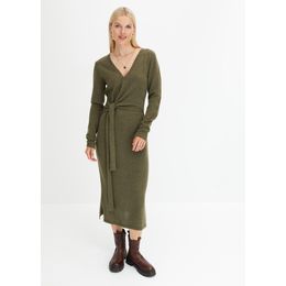 bonprix Midi-Strickkleid, gr&uuml;n, Gr.52/54 (XXL), Modernes Kleid in Wickeloptik