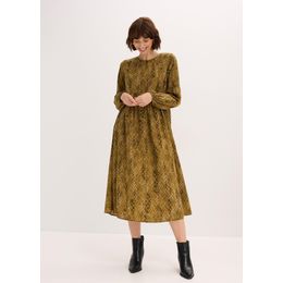 bonprix Midikleid aus flie&szlig;endem Satin, gr&uuml;n, Gr.40, Satinkleid mit Volumen&auml;rmel und leichter Taillierung