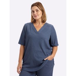 sheego Damen Blusenshirt mit Halbarmen, rauchblau, Gr&ouml;&szlig;e 42