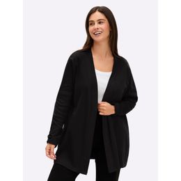 sheego Gro&szlig;e Gr&ouml;&szlig;en Shirtjacke mit &Auml;rmel-Raffungen, schwarz, Gr&ouml;&szlig;e 46 - Damen