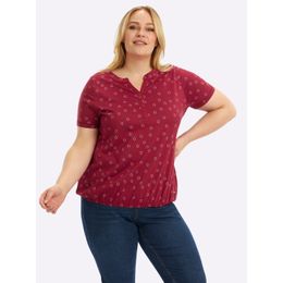 sheego Gro&szlig;e Gr&ouml;&szlig;en Print-Shirt mit elastischem Saum, kirsche-wei&szlig;-bedruckt, Gr&ouml;&szlig;e 50 - Damen