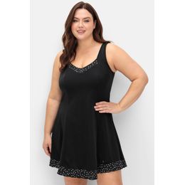 sheego Gro&szlig;e Gr&ouml;&szlig;en Badekleid mit H&ouml;schen, schwarz gepunktet, Gr&ouml;&szlig;e 54D - Damen