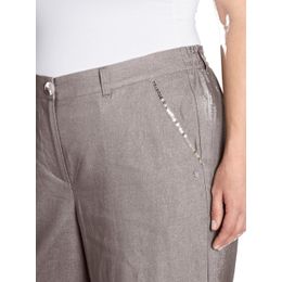 sheego Gro&szlig;e Gr&ouml;&szlig;en Leinenhose mit Pailletten an den Taschen, dunkeltaupe, Gr&ouml;&szlig;e 58 - Damen