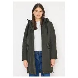Langmantel Cecil, Damen, Gr. S (38), olive wood, Stoff, Obermaterial: 100% Polyester; Futter: 100% Polyester; F&uuml;llung: 100% Polyester, unifarben, comfort fit kniebedeckend, ohne Ausschnitt, abgesteppt, M&auml;ntel, mit Kapuze mit Tunnelzugband