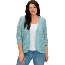 CR&Eacute;ATION L Damen Ajourstrickjacke mit Fledermaus-&Auml;rmeln ozean-ecru-meliert Gr&ouml;&szlig;e 38