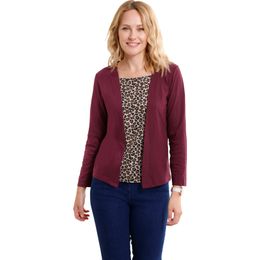 Damen 2-in-1-Shirt mit Animal-Print bordeaux, Gr&ouml;&szlig;e 38