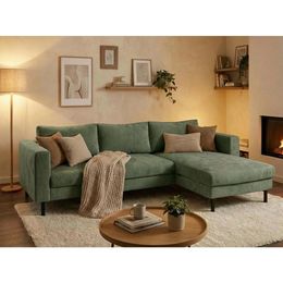 Trendmanufaktur Eckschlafsofa, Gr&uuml;n, Textil, 4-Sitzer, 232x161 cm, Made in Europe, R&uuml;cken echt, Armteil links, rechts, Wohnzimmer, Sofas & Couches, Schlafsofas, Schlafsofas mit Bettkasten