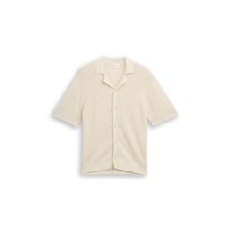 Tom Tailor Denim Herren Strickhemd mit Resort Kragen und Knopfleiste, wei&szlig;, Uni, Gr. XL