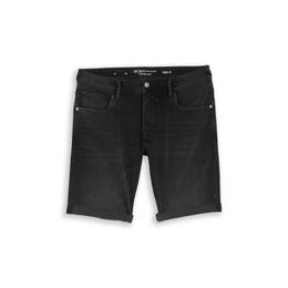 Tom Tailor Denim Herren TTPIERS SLIM Jeans Shorts mit Superstretch, schwarz, Uni, Gr. S