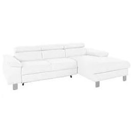 Ecksofa COTTA "Komaris L-Form, B: 244 cm", wei&szlig;, B:244cm H:72cm T:166cm, Microfaser PRIMABELLE (100% Polyester);Kunstleder SOFTLUX(100%Polyurethan);Feinstruktur (100% Polyester);Kunstleder SOFTLUX/Struktur (100%Polyurethan, 90%Polyester, 10% Polyacryl), Sofas, Ecksofa, mit Kopfteilverstellung, optional Bettfunktion, Bettkasten & Licht