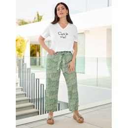 sheego Damen V-Shirt, Natur, Gr. 44/46, T-Shirts, 100% Baumwolle