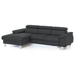 Ecksofa COTTA "Komaris L-Form, B: 244 cm", schwarz, B:244cm H:72cm T:166cm, Microfaser PRIMABELLE (100% Polyester);Kunstleder SOFTLUX(100%Polyurethan);Feinstruktur (100% Polyester);Kunstleder SOFTLUX/Struktur (100%Polyurethan, 90%Polyester, 10% Polyacryl), Sofas, Ecksofa, mit Kopfteilverstellung, optional Bettfunktion, Bettkasten & Licht