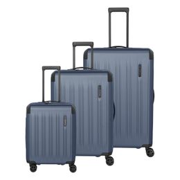 Trolleyset Travelite "DYNAMIIC 3-teilig Hartschale", blau (denimblau), ABS, unifarben mit Farbeins&auml;tzen, Koffer-Sets, ABS-Hartschale und Volumenerweiterung