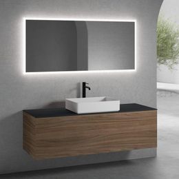 neoro n50 Unterschrank B: 160 cm mit 1 Auszug, Waschtisch B: 58 cm wei&szlig; matt, mit n30 Spiegel,, BN0065WM+BN0495WL+BN0405BM+BN0007MI,