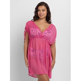 Kaftan Dorina "Sabrina", Damen, Gr. L, pink, Chiffon, Obermaterial: 100% Viskose, weit kniefrei, tiefer V-Ausschnitt, verstellbar, Blusen, tiefer V-Ausschnitt