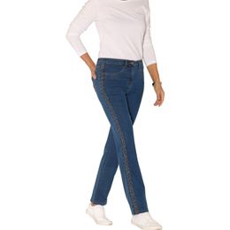 Damen Jeans mit geflochtenem Zierband blue-stone-washed, Gr&ouml;&szlig;e 40