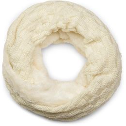 Strickschal styleBREAKER "Feinstrick Loop mit Flecht Muster und Teddyfleece", Damen, wei&szlig; (creme, beige), Obermaterial: 100% Viskose CV., Modisch, Modet&uuml;cher