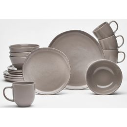 Kombiservice Van Well "Geschirr-Set Urban, 16-teilig", braun, 16 Stk., Steinzeug, Geschirr-Sets, Kombiservice, 4 Personen, Steinzeug, rund