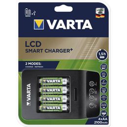 Varta Powerstation "Varta LCD Smart Charger+ f&uuml;r 4 AA/AAA-Akkus und USB-Ger&auml;te", schwarz, 1,2 V 2.100mAh, Akkumulatoren