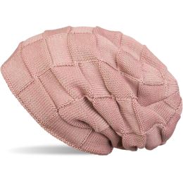 Strickm&uuml;tze styleBREAKER "Feinstrick Beanie mit Karo Strick", Damen, rosa (altrose), 100% Viskose CV., Modisch, M&uuml;tzen Strickm&uuml;tze