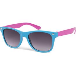 Wayfarer styleBREAKER "Kinder Sonnenbrille Nerd Style", Jungen, blau (gestell hellblau, pink, glas grau verlauf), Modisch, Sonnenbrillen