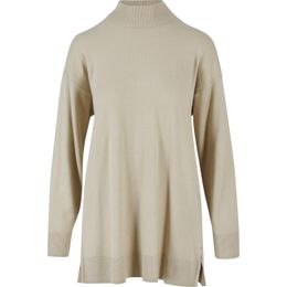 Rundhalspullover Urban Classics "Urban Classics Damen Ladies Knitted Eco Viscose Sweater", Damen, Gr. S, wetsand, 52% Viskose, 28% Polyester, 20% Polyamid, unifarben, oversize, herzf&ouml;rmiger Ausschnitt, Pullover Rundhalspullover