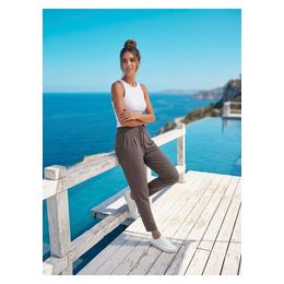 Lascana Schlupfhose taupe Gr. 40 f&uuml;r Damen. Figurumspielend