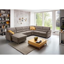 Wohnlandschaft DIE PLANBAR "ZE-EM16033 U-Form, Breite 330 cm", mammut nougat, B:330cm T:262cm, 100% Polyester, Sofas, Wohnlandschaft, wahlweise mit Kopfst&uuml;tzen und Bettfunktion