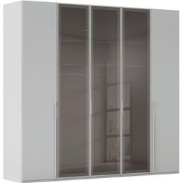 Dreht&uuml;renschrank Rauch "Schrank Garderobe SKAT SHINE Breiten 151/201/251/301cm, H&ouml;he 223/235cm", grau (seidengrau), B:251cm H:223cm T:63cm, Glas, Holzwerkstoff, Schr&auml;nke, Dreht&uuml;renschrank, edle Schrankfront mittig hochwertige Glasrahment&uuml;ren MADE IN GERMANY
