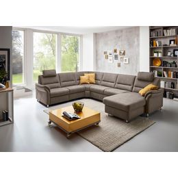 Wohnlandschaft DIE PLANBAR "ZE-EM16033 U-Form, Breite 330 cm", mammut nougat, B:330cm T:262cm, 100% Polyester, Sofas, Wohnlandschaft, wahlweise mit Kopfst&uuml;tzen und Bettfunktion