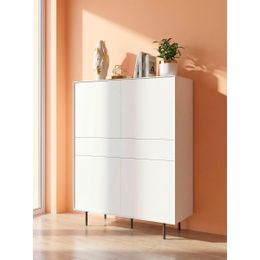 Highboard "Essentials, Sideboard, Kommode, Anrichte, Schrank, Stauraumschrank", wei&szlig;, B:111cm H:141,9cm T:42cm, Holzwerkstoff, MDF, LeGer Home by Lena Gercke, Sideboards, Highboard, Breite: 111 cm, UV lackiert, Push-to-open-Funktion